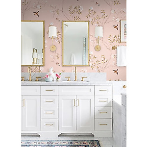 Hopepak Peel and Stick Wallpaper Floral Wallpaper Peel and Stick Purple Pink Contact Paper Self Adhesive Removable Wallpaper Cute Wallpaper for Bedroom Bathroom Nursery Decor 15.3''x78.7''