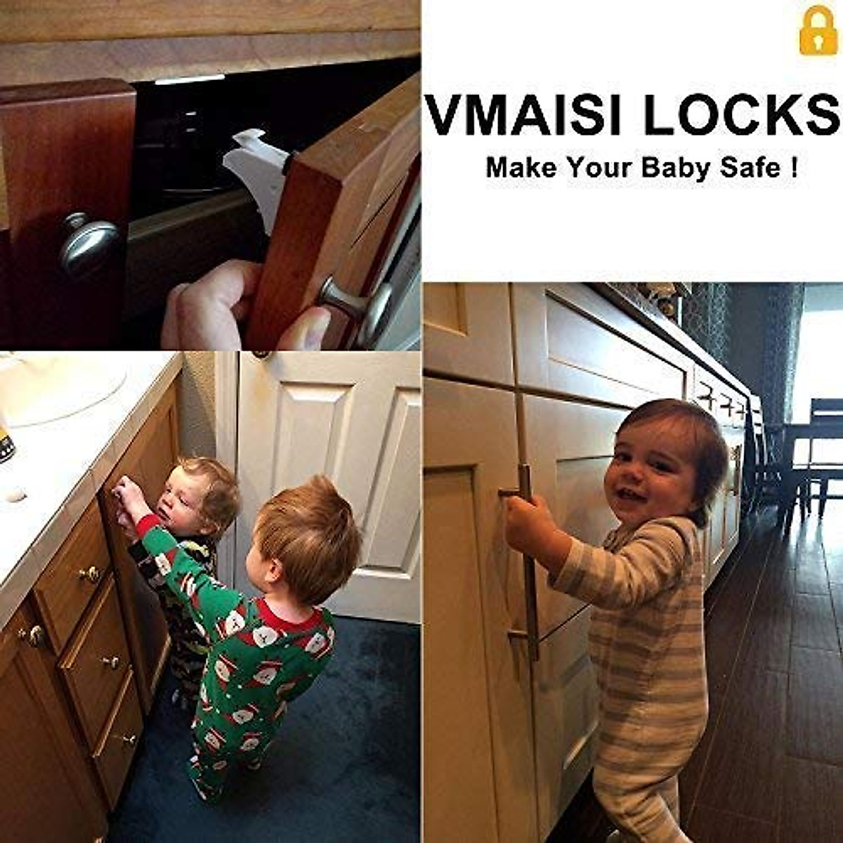 16 Locks Magnetic Cabinet Locks - 3 Magnet keys bundle with Extra Child Proof Replacement Magnet Key