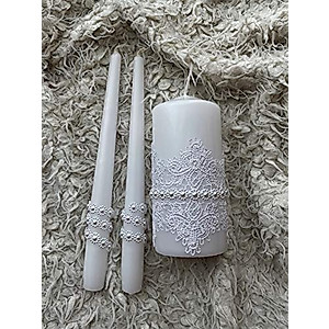 Magik Life Unity Candle Set for Wedding - Wedding Accessories for Reception and Ceremony - Candle Sets - 6 Inch Pillar and 2 10 Inch Tapers - Decorative Pillars White