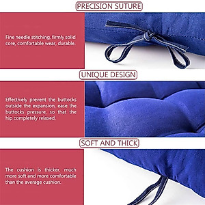 CLLC Sun Lounger Chair Cushions, Sundlight Patio Cushions Chaise Outdoor Mattress Recliner Quilted Thick Padded Seat Cushion Reclining Chair Rocking with Ties (Navy Blue, 155x48x8cm/61x18.89x3.14in)