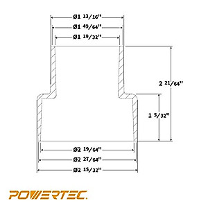 POWERTEC 70297 Modular Step 4 in 1 Adapter - Shop Vac Dust Collector Hose Fittings