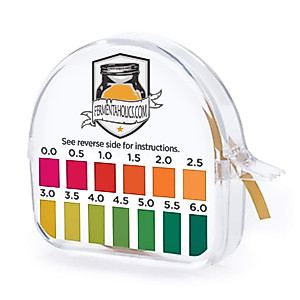 Kombucha Instant Read pH Strips Dispenser - pH Range 0-6 - 15 ft Roll | 180 1" Inch Strips | Single Roll | Food Service, Brewing and Fermentation Test Strips