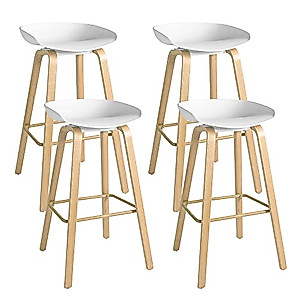 KM Legend 28.7" Bar Stools Chairs Kitchen Island Counter Height Barstools with Wood Legs, Indoor Outdoor, Set of 4