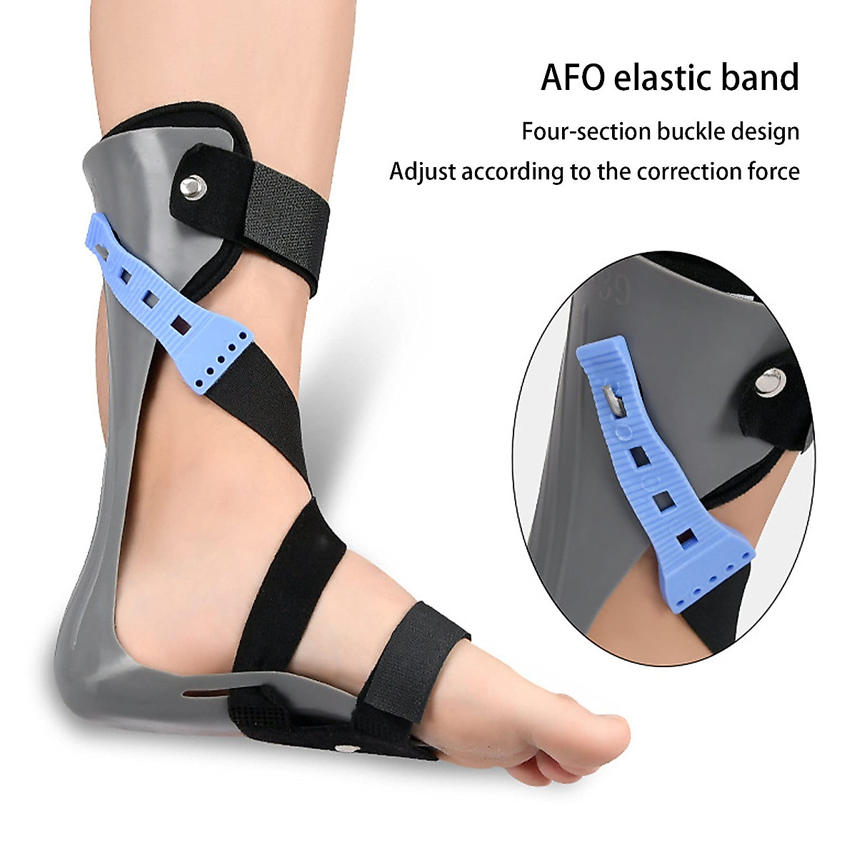 WILLQ Foot Drop Orthosis Drop Foot Brace Orthosis Support for ​Drop Foot Nerve Injury Relieve Pressure Keeping Foot Straight Right Angle Low-Profile Heel-Less Design for Optimum Comfort,Left,Middle