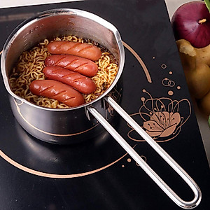 Saucepan, Stainless Steel Milk Pan 12cm, Soup Pot for Induction and Oven, Non Stick Milk Pot, Dishwasher Safe Cookware(Sliver)