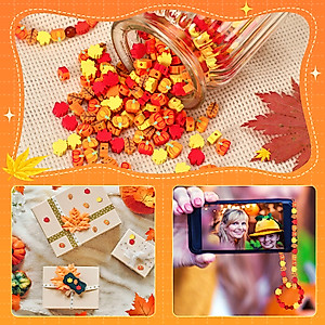 SEPGLITTER Fall Polymer Clay Beads, 300pcs Thanksgiving Fall Leaf Pumpkin Clay Beads for Jewelry Making Autumn DIY Bracelet Necklace Accessories Craft Party Supplies