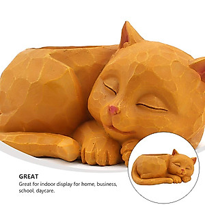 Hemoton Resin Succulent Planter Pot Sleeping Cat Flower Pot Animal Plants Bonsai Holder Flower Container Desktop Flower Vase Table Art Statue for Home Office Desktop Decor