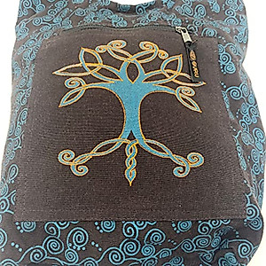 Fwosi Tote Large Handbags for Women - Pure Cotton Boho Shoulder Bag with 3 Compartments, Zippered - Bohemian Embroidered Washable Cloth Everyday Bags - Handmade in Nepal
