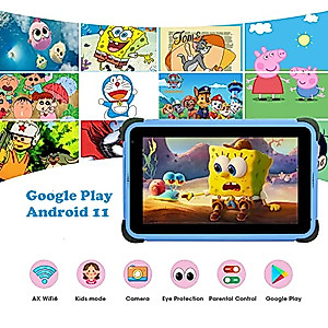 Kids Tablet 8 inch, weelikeit Android 11 Tablets for Kids, 2GB RAM 32GB ROM Children Tablet with AX WiFi6, IPS HD Display,4500 mAh,Kids APP Installed,Parental Control,with Stylus(Blue)