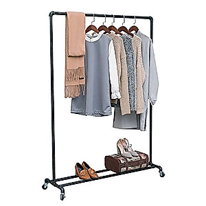 MBQQ Industrial Pipe Clothing Racks on Wheels,Heavy Duty Garment Racks Commercial Grade,Vintage Rolling Ballet Rack Clothes Display Rack Retail Display