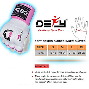 DEFY Padded Inner Gloves Quick 75cm long strap – Inner boxing gloves Gel padded knuckle protection – Elasticated boxing hand wraps for MMA Muay Thai Kickboxing Martial Arts Pair (Blue, Large)