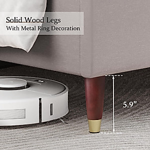 Jocisland Upholstered Bed Frame Queen Size Platform Bed with Wingback Headboard/No Box Spring Needed/Easy Assembly/Light Grey