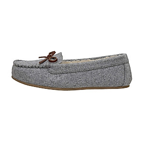 CUSHIONAIRE Women's Sabina Moccasin Slipper +Memory Foam, Grey Wool 10