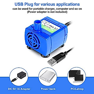 Cepheus Replacement Pump for Cat Water Fountain - Extreme Silent Pet Fountain DR-DC160 Pump with 6 ft USB Cable Cord for Automatic Cat Water Fountain Stainless Steel (No Adapter)