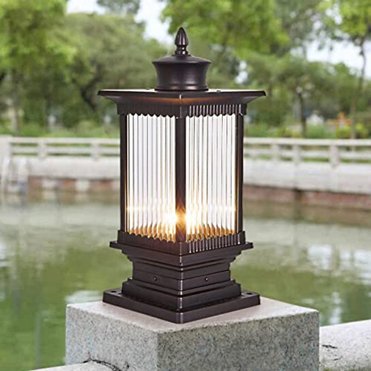 MODEBHD Outdoor Post Lights Bronze Fixtures，Balcony Pillar Lamp Outdoor Courtyard Waterproof Column Lamp Continental Wall Lamp Villa Door Lamp Aluminum Decorative Columns Post Lantern