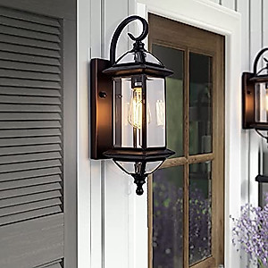 GAZELIGHTING Outdoor Light Fixture 18.5" H Porch Light Oil Rubbed Bronze Outdoor Wall Lights with Clear Glass Waterproof Outside Lights for House Patio Garage Frontdoor 1 Pack Bulb Not Included