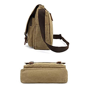 Sechunk Canvas Leather Messenger Bag Shoulder bag Cross body bag Crossbody 13 Inch Laptop Bag