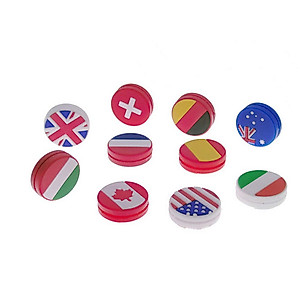 BESPORTBLE 10 PCS Silicone Tennis Racket Vibration Dampeners Round Shape National Flag Pattern Tennis Racquet Absorbers Tennis Racket Strings Dampers for Tool