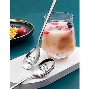 Jowmoy Love You More - Anniversary Birthday Gifts for Couple, Christmas Gifts, Personalized Coffee Spoon 1 Pcs silvery
