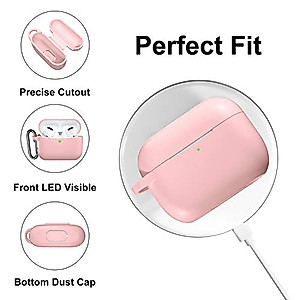 [2 Pack] SNBLK Designed for Airpods Pro Case Cover Silicone Protective Charging Case Skin with Keychain Compatible for Apple Airpods Pro 2019, (Front LED Visible) Pink/Mint Green