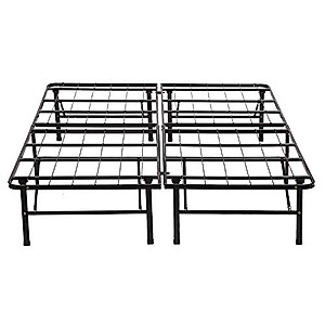 Bed Frame Foldable Heavy Duty Mattress Metal Platform Slat No Box Spring Needed Easy Assembly Noise-Free Black (Full)