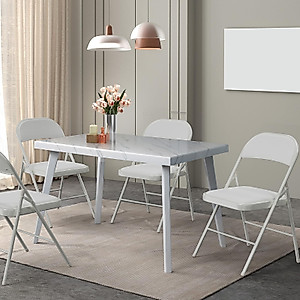 VINGLI Folding Chairs with Padded Seats, Metal Frame with Pu Leather Seat & Back, Capacity 350 lbs, White, Set of 10