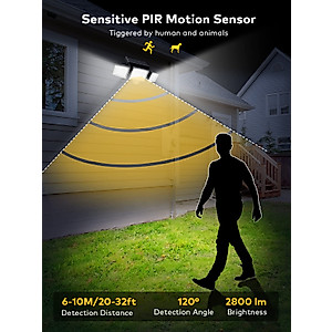 Atronor Solar Wall Security Flood Lights, 265 LED 2800LM with Motion Senor, Outdoor, Remote Control, 3 Lighting Modes, 3 Heads, 270° Wide, IP65 Waterproof, 2 Packs