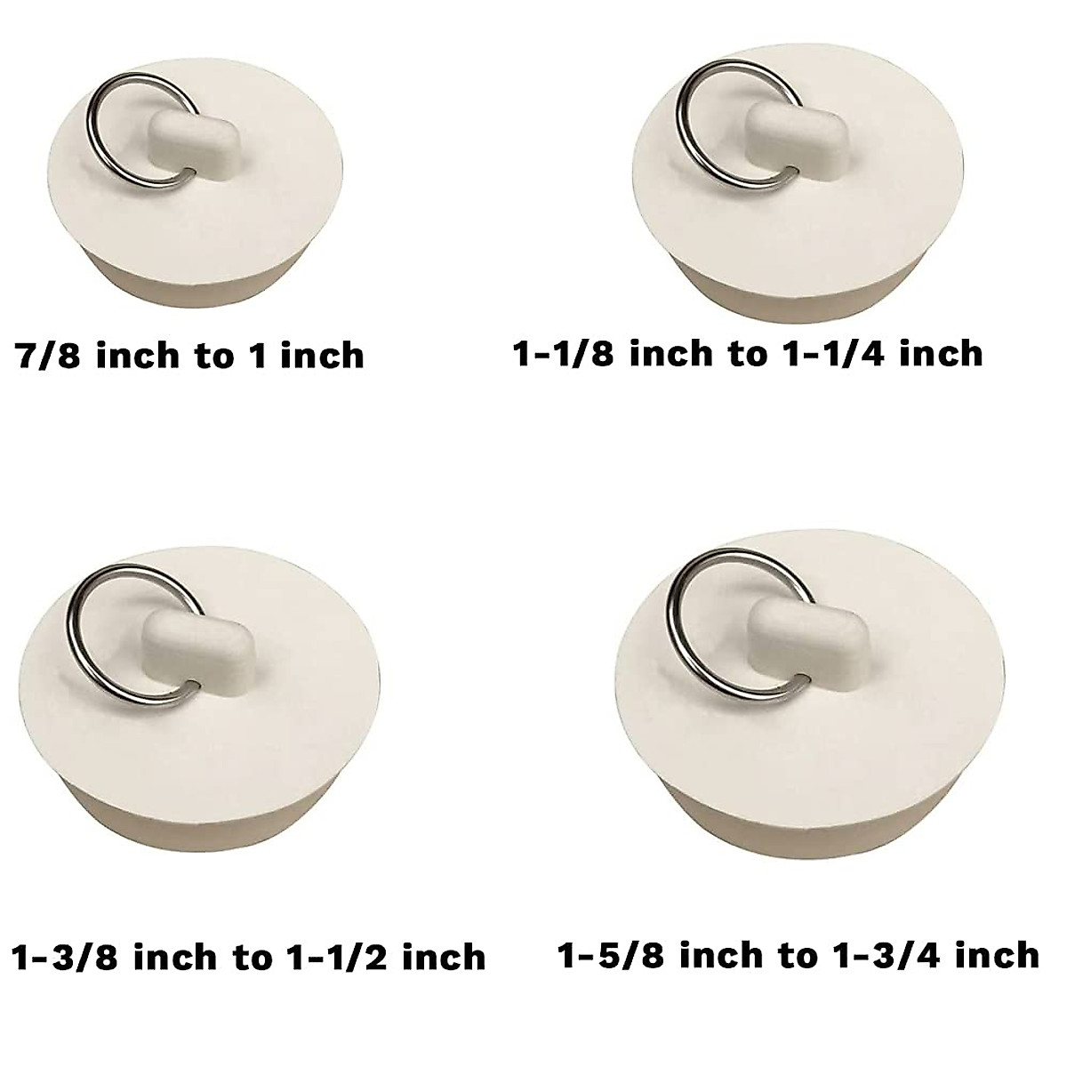 CICITOYWO Bath Tub Drain Stoppers, 4 Pieces Sink Bathtub Plug Rubber Kitchen Bathroom Laundry Bar Water Stopper Seal with Hanging Ring for Shower Faucet Cover Pool Plugs and Caps