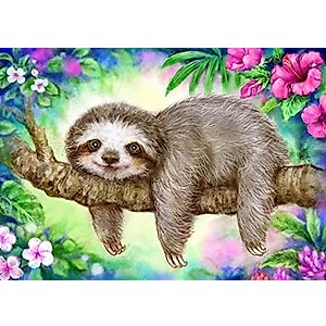Diamond Painting Kits for Adults,5D Sloth Diamond Art Kit,Diamond Painting Kit Full Drill Round for Gift,Wall Decor,Relaxing(12x16)
