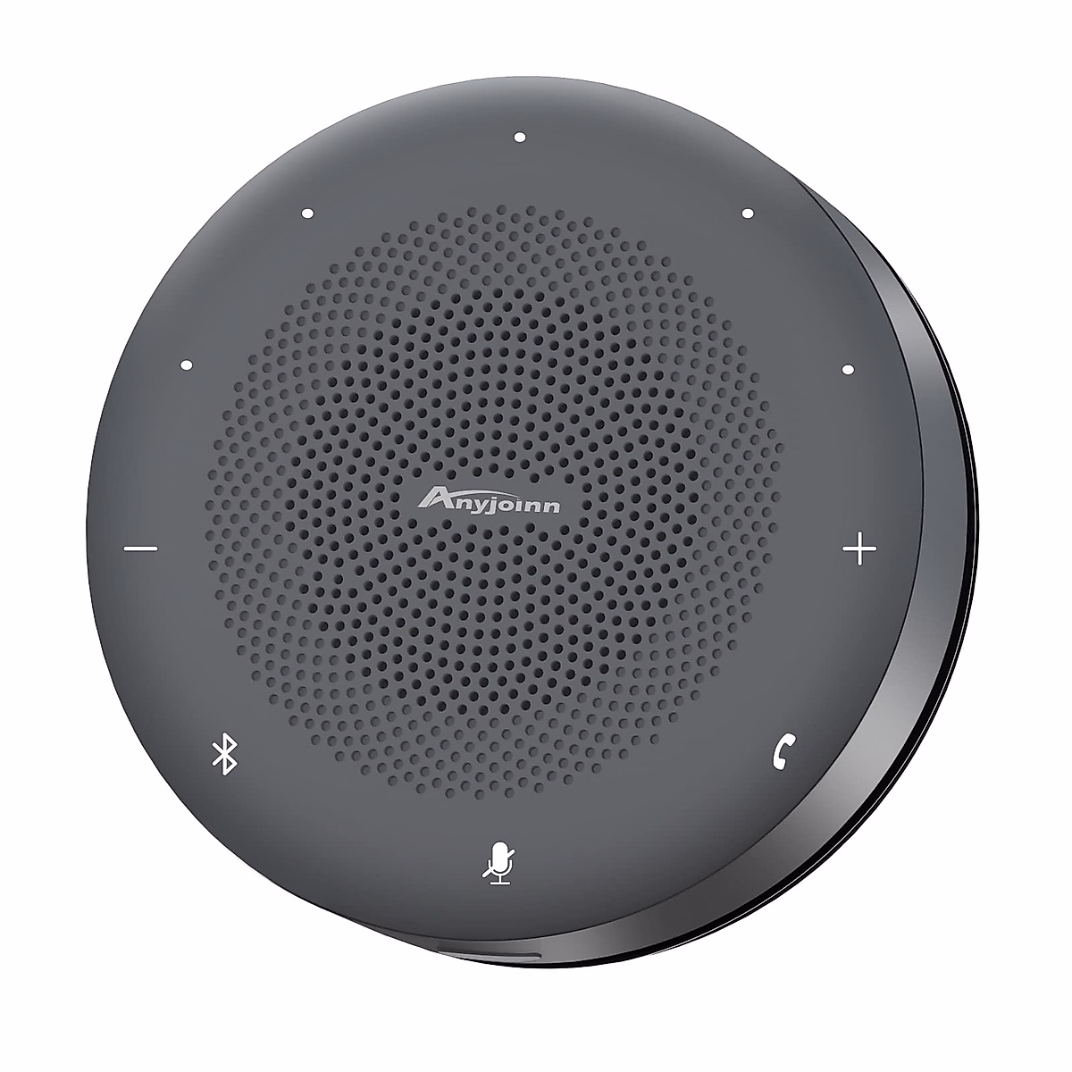 Anyjoinn Bluetooth Speakerphone with 6 Mics, USB Conference Speaker with Enhanced 360° Voice Pickup, Noise Reduction, Portable Speakerphone for Home Office, 3 Kinds of Connection, USB-C Plug and Play