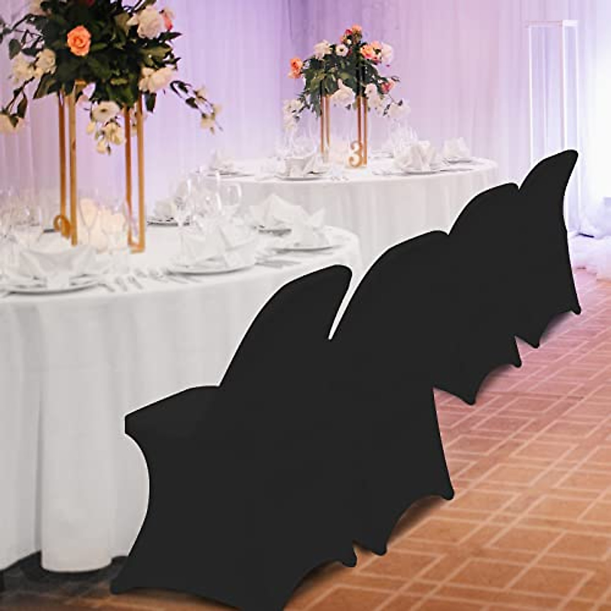 HAINARverS Stretch Spandex Folding Chair Covers 30PCS Universal Fitted Elastic Chair Cover Protector for Wedding, Party, Banquet, Holidays, Celebration, Decoration (Black 30pcs)