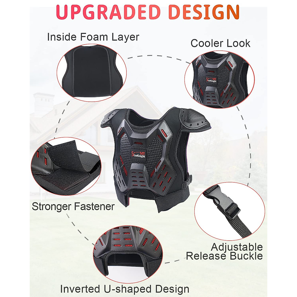 Kids Dirt Bike Gear - StarknightMT Youth Motorcycle Riding Protective Gear ATV Chest Protector Motocross Armor Suit for Boys Girls Mountain Biking Cycling, Black