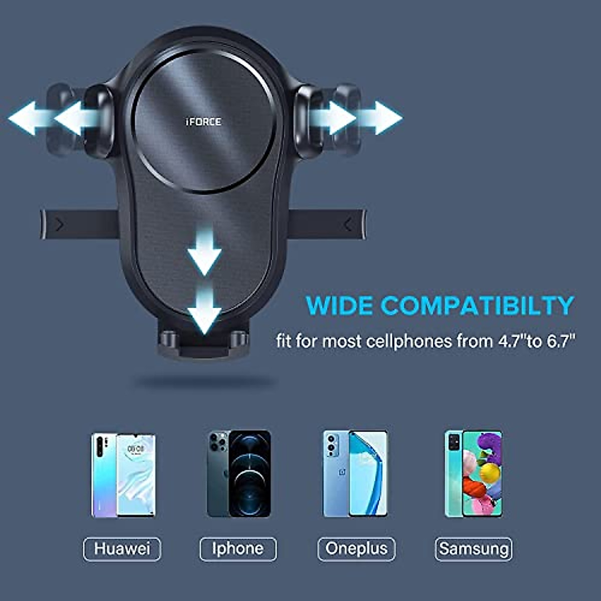 GVAVIY Car Phone Holder, 360°Rotatable Mobile Phone Holder, 2022 Upgraded Clip, Big Phones & Thick Case Friendly for Air Vent Hands Free Clip Cell Phone Holder Compatible with All Smartphones
