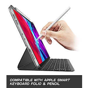i-Blason Halo Series Case for New iPad Pro 11 Inch (2020/2018 Release), [ONLY for use with Smart Keyboard Folio; Compatible with Official Smart Folio] Clear Protective Case with Pencil Holder, Clear