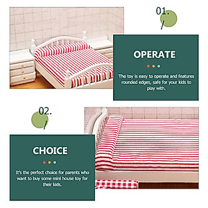 Totority Wooden Dollhouse Bed - 1: 12 Doll House Furniture Miniature Dollhouse Tabletop Accessories Dollhouse Furniture Mini Furniture