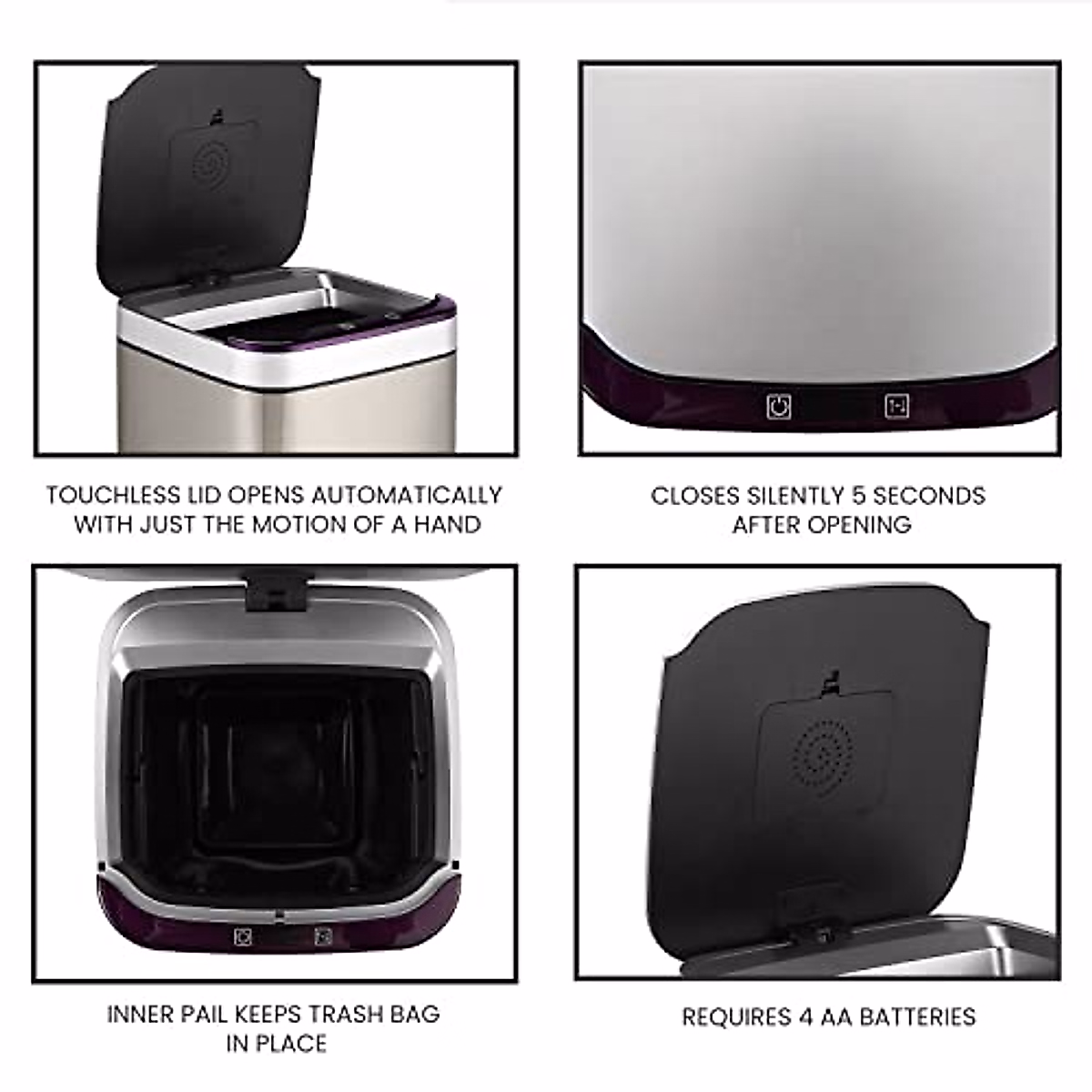 Hanover 10-Liter / 2.6-Gallon Stainless Steel 10 Liter-2.6 Gallon Home and Kitchen | Fingerprint Smudge Resistant | Soft Close | Sensor Lid | Carbon Odor Control, 10L Trash Can 1