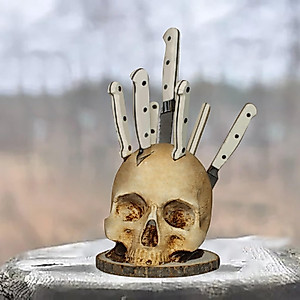 Skull Knife Holder For Kitchen Storage, Handmade Resin Skull Knife Stand, Creepy Creativity Head Shape Knife Holder, Scary Party Fruit Knife Stand Rack Decor, Halloween Ornaments, Gifts (A_5.9'')