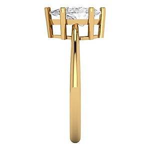 Clara Pucci 2.0 ct Pear Cut Solitaire Genuine Moissanite Wedding Bridal Designer Anniversary Engagement Ring in 14k Yellow Gold for Women