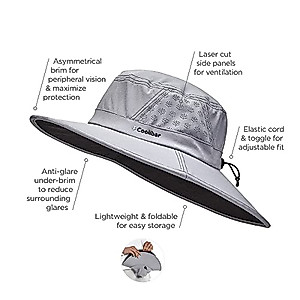 Coolibar UPF 50+ Men's Women's Fore Golf Hat - Sun Protective (Large/X-Large- Black)