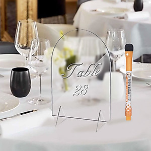 Wedding Table Numbers, MIUYFcai 28 pcs Acrylic Table Numbers for Wedding 4x6 Inch, Sign and Holder, Perfect for Wedding, Reception, Centerpiece Decoration, Event, Party