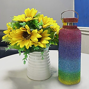Cuteam Shining Like a Diamond Water Bottle, Fashion Bling Rhinestone Stainless Steel Thermal Bottle, Portable Large Capacity Refillable Vacuum Water Bot, Birthday Gift