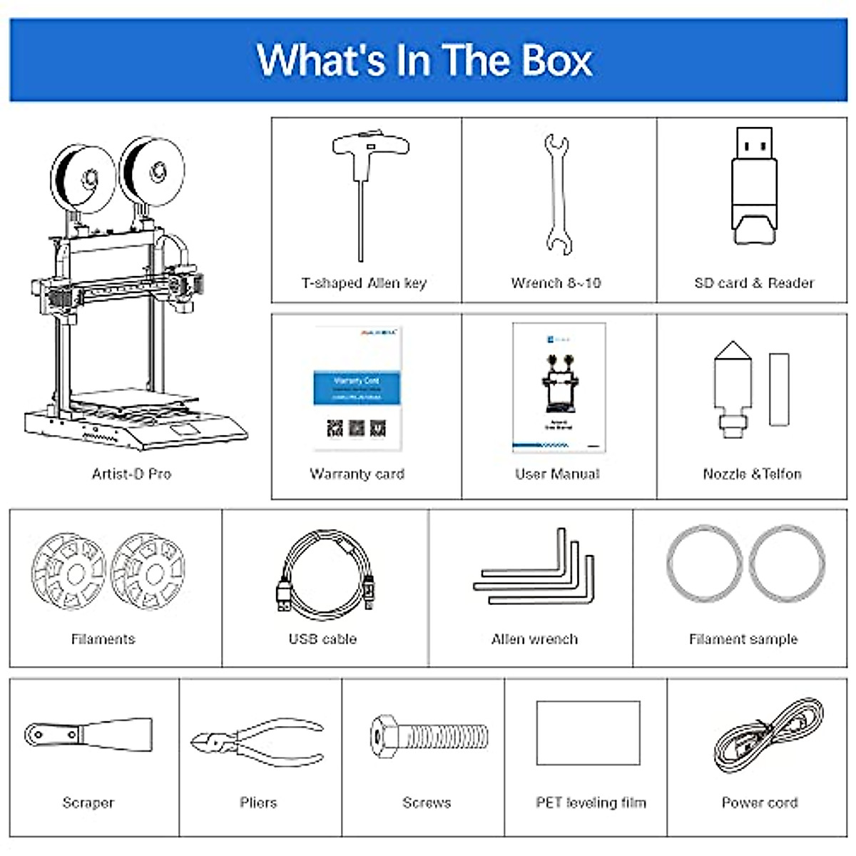 JGMAKER Large 3D Printer Artist-D Pro Auto Leveling IDEX Dual Extruder 3D Printers Direct Drive Extruder with Linear Rail X-axis Optical Endstop Meanwell Power Supply 32bit TMC2209 Driver