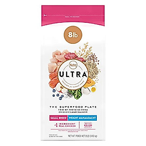 NUTRO ULTRA Adult Weight Management High Protein Natural Small Breed Dry Dog Food for Weight Contol with a Trio of Proteins from Chicken, Lamb and Salmon, 8 lb. Bag