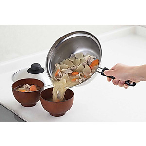 Yoshikawa 1216029 Single-Handed Pot, Gas Flame and Induction Compatible, 7.1 inches (18 cm), Donburi Ramen, Stainless Steel, Made in Japan, Pot, Deep Spout Included, For One Person