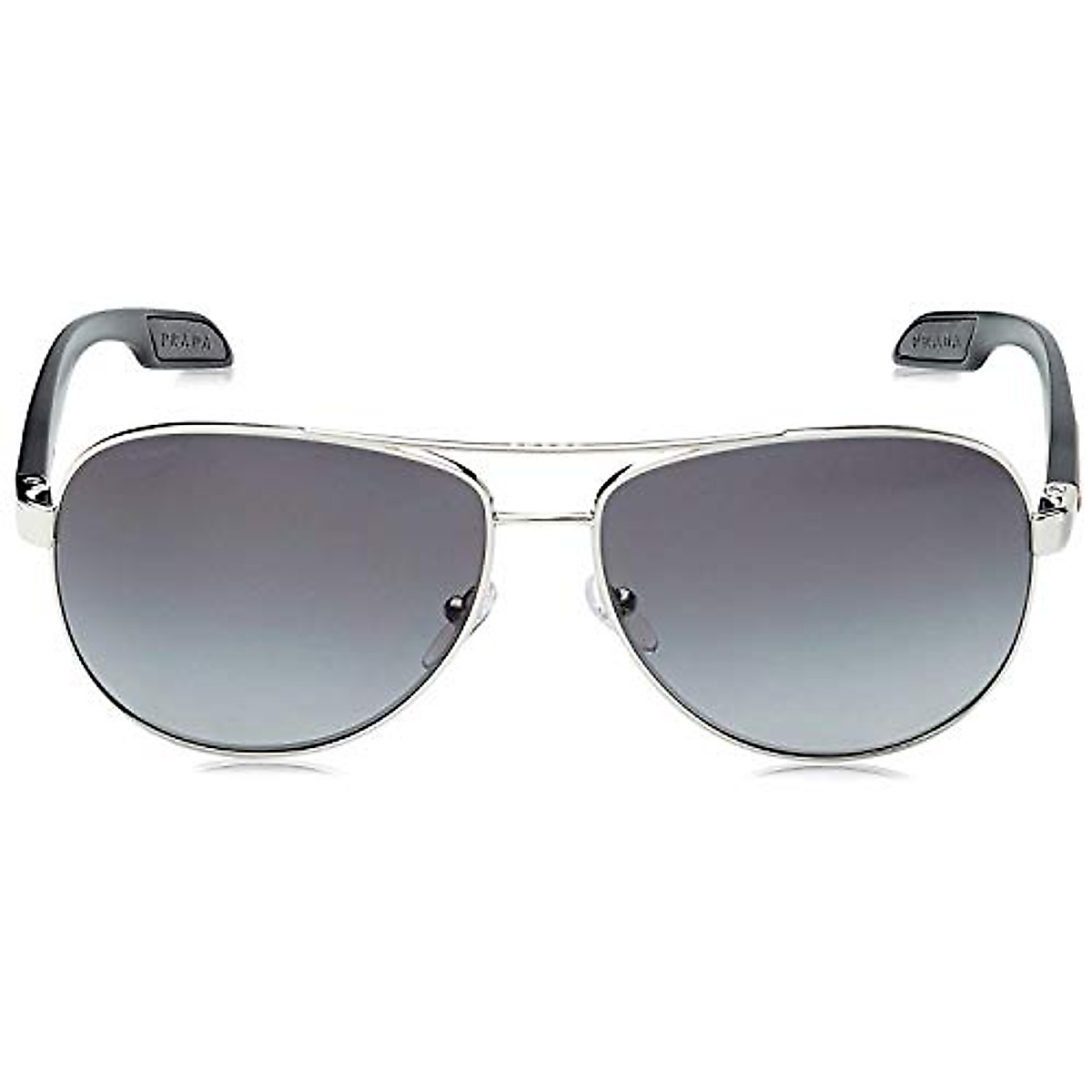 Prada Linea Rossa Lifestyle PS 53PS 1BC5W1 Steel Metal Aviator Sunglasses Grey Gradient Polarized Lens