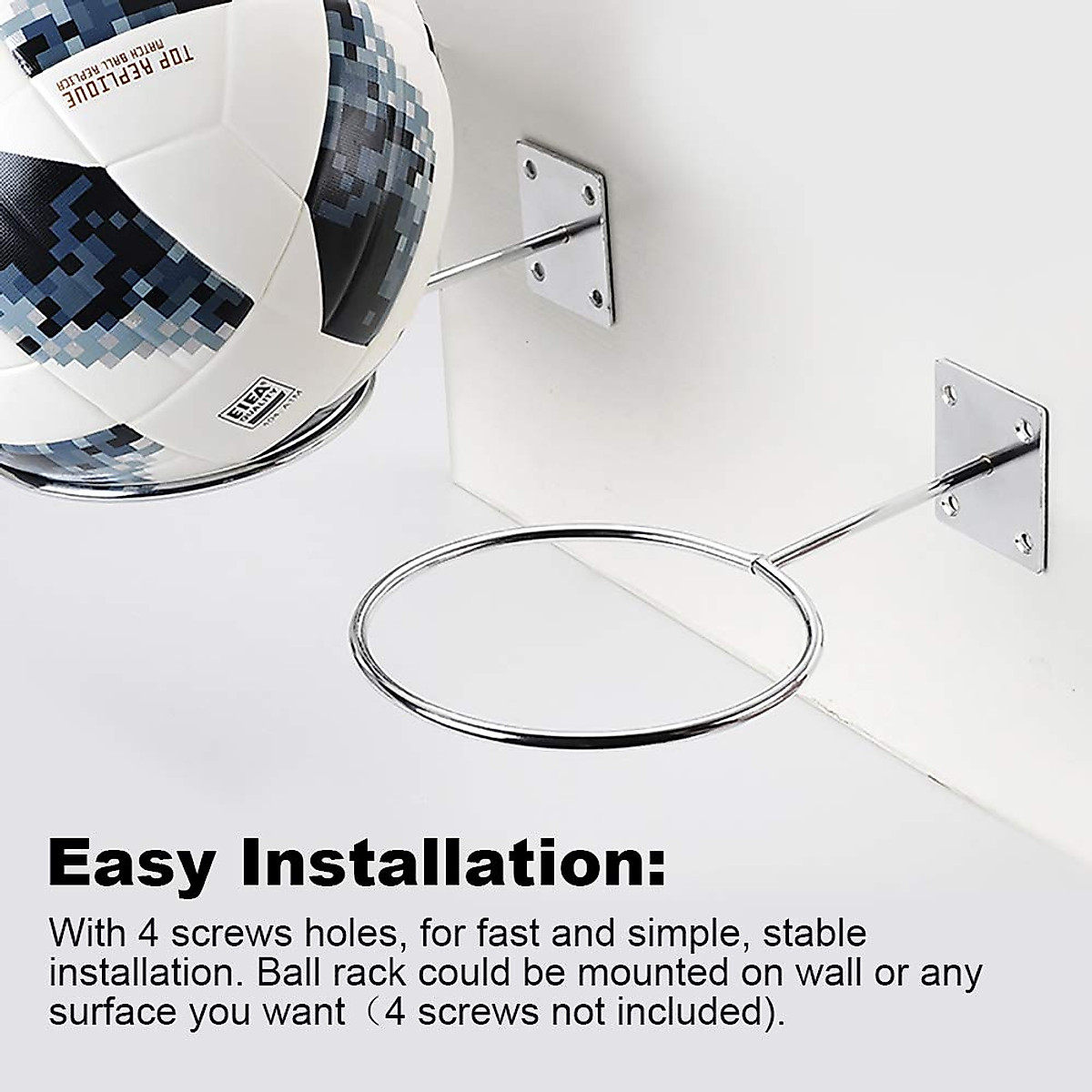 Wrzbest Universal Sports Ball Helmet Rack Holder Wall Mount, Space Saver Storage Rack Display Stand For Medicine Ball Basketball Football Volleyball Helmet(2pcs)