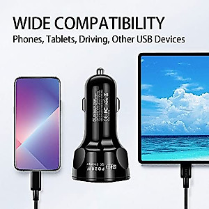 Car Charger Adapter,4 Ports USB Fast Car Charger QC3.0/PD20W/Type-c/2.1A, Smart Shunt Car Phone Charger Compatible iPhone 14 13 12 Pro Max/All Smart Phones (Black)