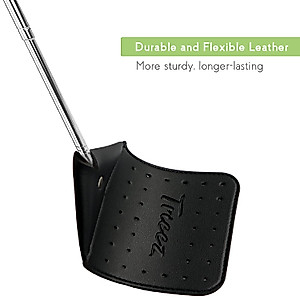Trieez Flyswatter - Long Fly Swatter, Sturdy Leather Fly Swatter, Heavy Duty Telescopic Flyswatter with Durable Stainless Steel Handle, Rustic Bug Swatter for Home and Outdoors - (1 Pcs)