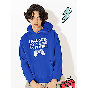 I Paused My Game to Be Here Funny Gift for Gamer Youth Hoodie Medium Blue