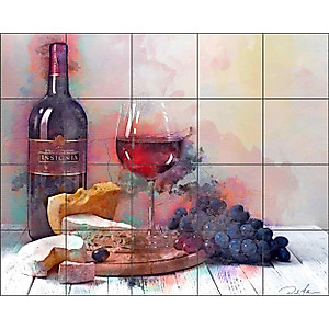 Wine Art Tile Mural Backsplash - A Special Occasion by David Miller Ceramic Kitchen Shower Bathroom (30" x 24" on 6" Tiles)